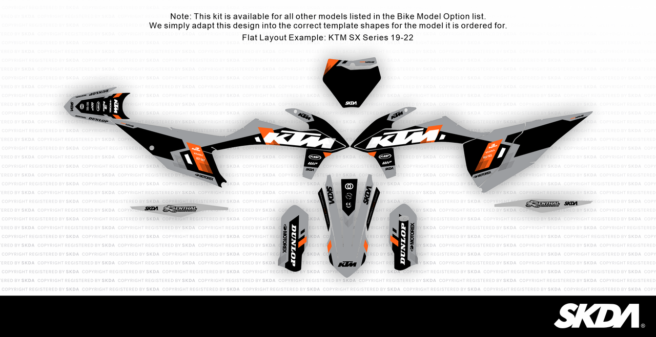 SLEEK Grey KTM Full Graphics Kit - SKDA - AU Store
