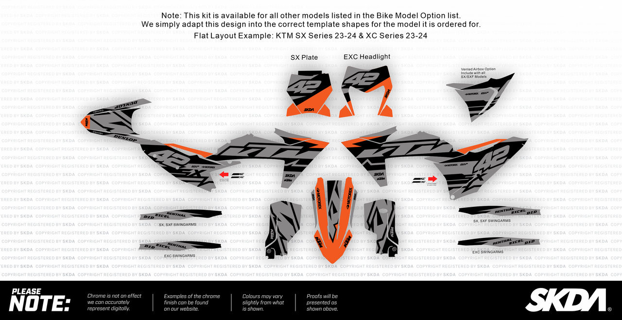 FLUSH CHROME Silver KTM Full Graphics Kit - SKDA - AU Store