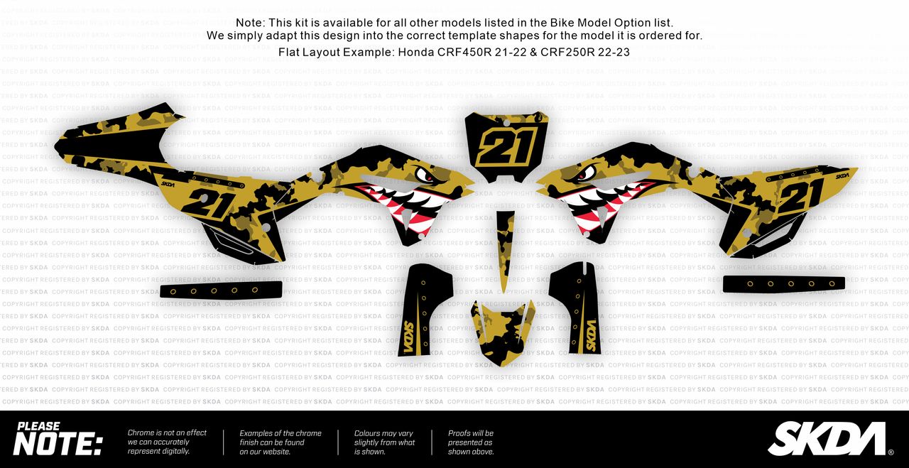 BOMBER CHROME Gold CR/CRF Full Graphics Kit - SKDA - AU Store