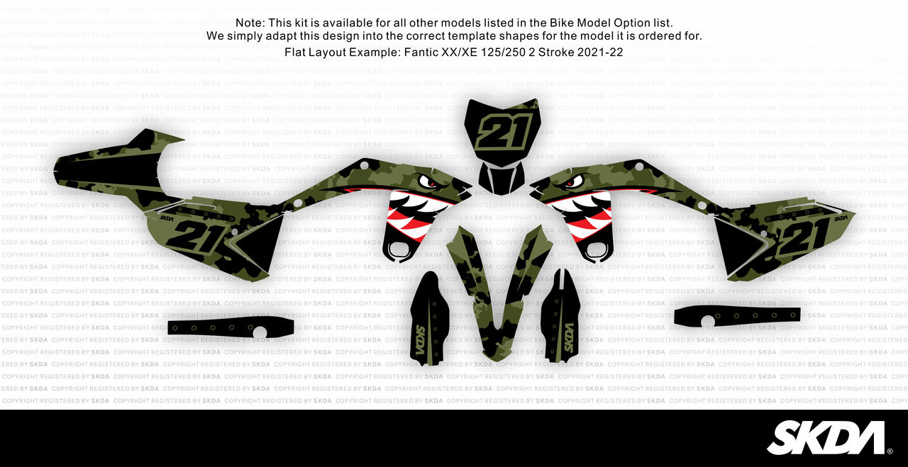 BOMBER Khaki Fantic Full Graphics Kit - SKDA - AU Store