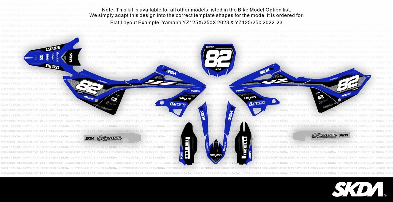 WIESE Blue YZ Full Graphics Kit - SKDA - AU Store