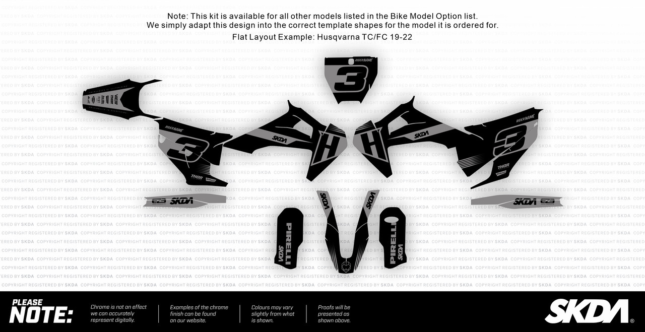 SMOKE CHROME Black Husqvarna Full Graphics Kit - SKDA - AU Store
