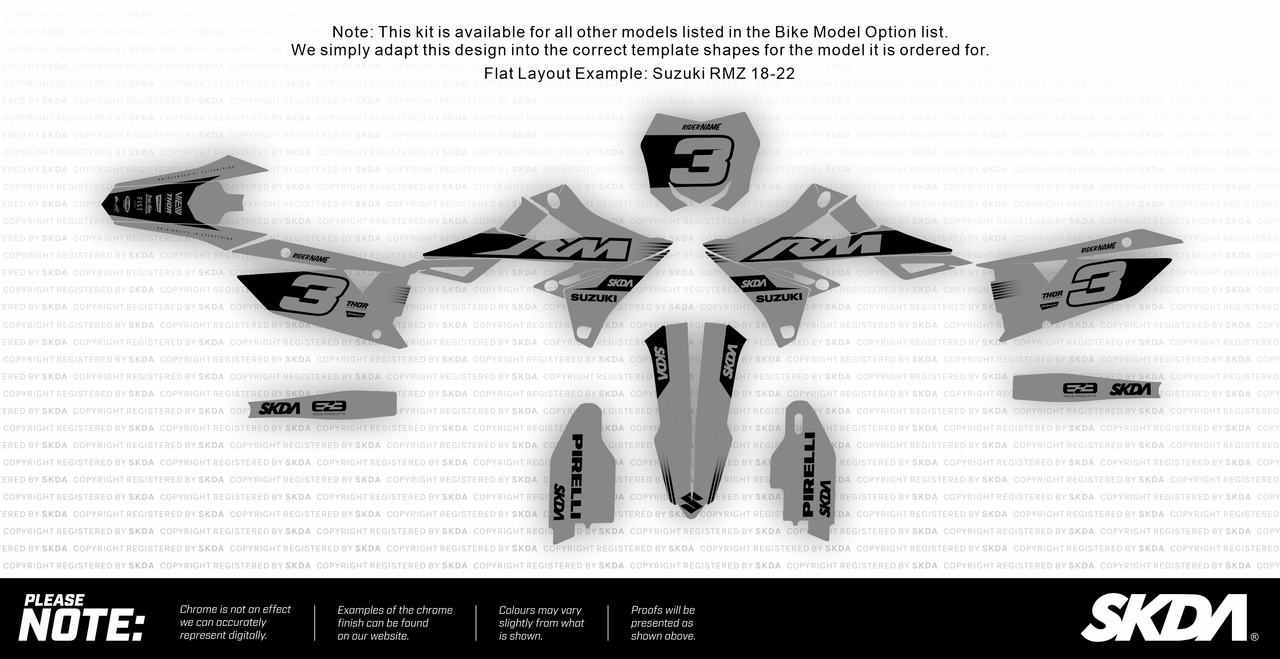 SMOKE CHROME Silver Suzuki Full Graphics Kit - SKDA - AU Store