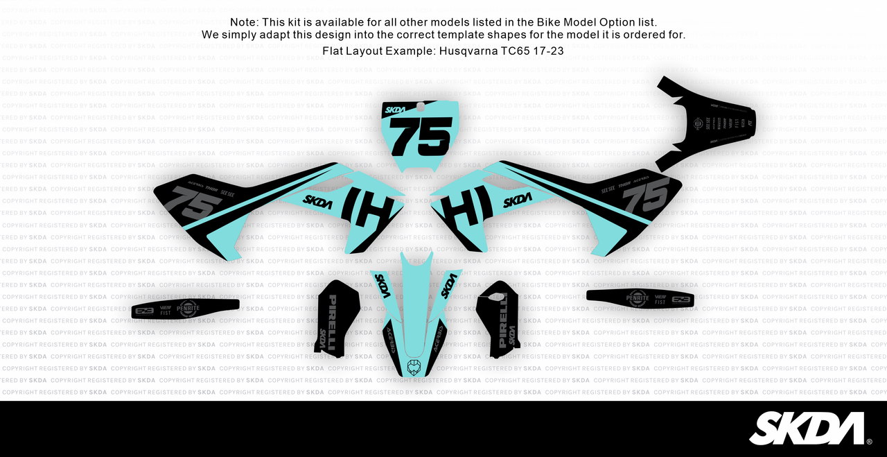 DIVIDE Teal/Blk Husqvarna Mini Bike Full Graphics Kit - SKDA - AU Store