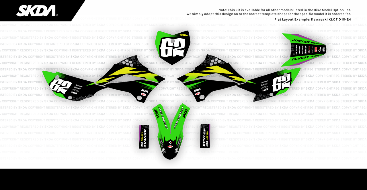 Kawasaki Mini Bike Full Graphics Kits - SKDA Moto Creative
