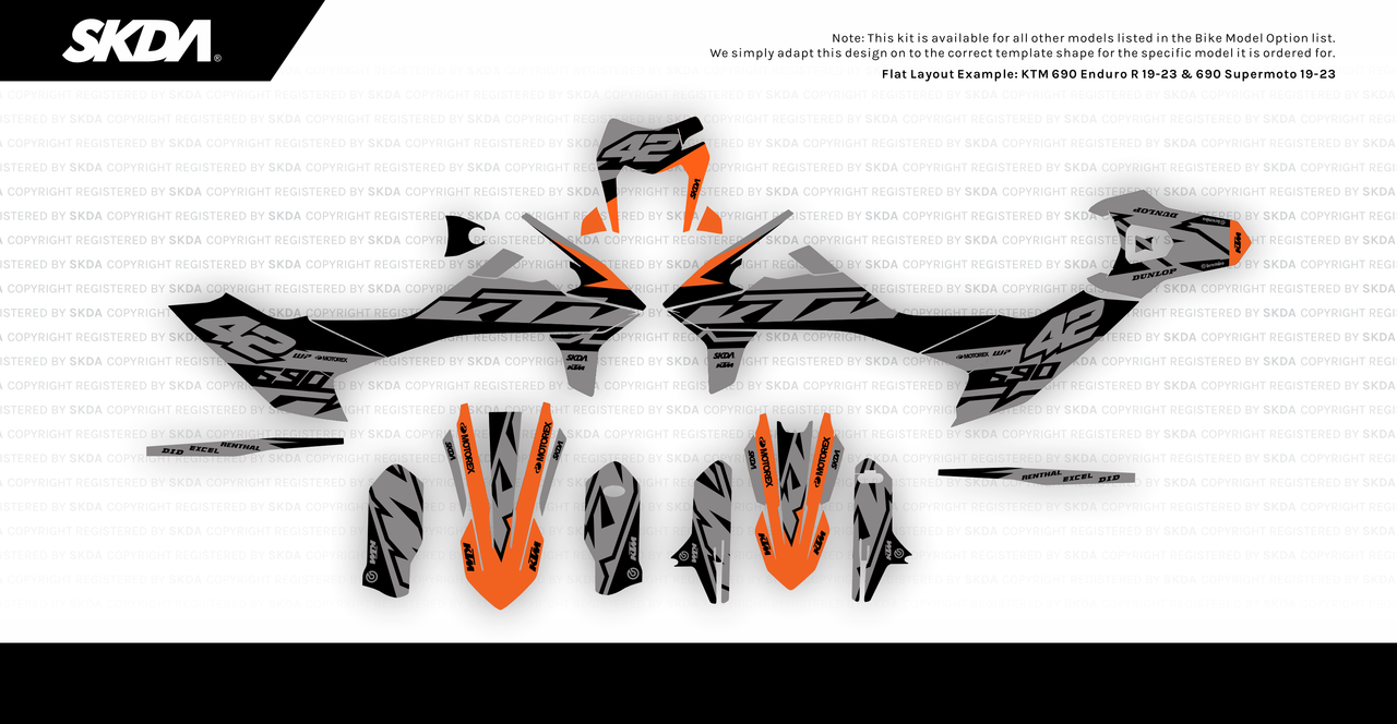 FLUSH CHROME Silver KTM 690 Full Graphics Kit - SKDA - AU Store