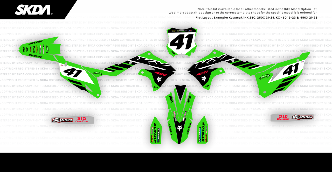 PIANO Kawasaki KXF Graphics Kit - by SK Designs Australia