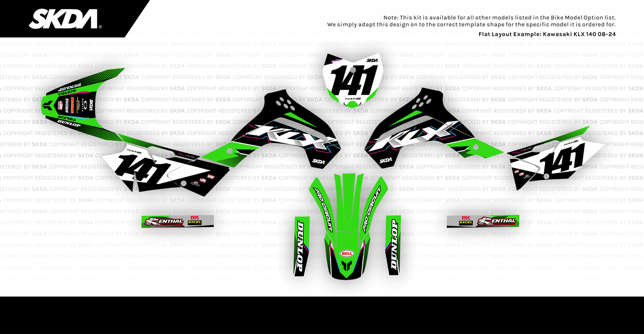 Kawasaki KLX/KDX Graphics Kit - by SKDA Moto Creative