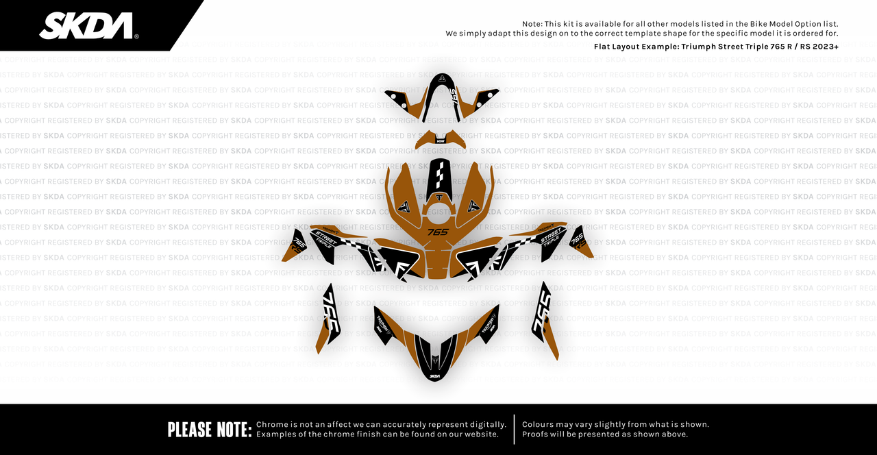 EMBLEM CHROME Bronze Street Triple 765 Full Graphics Kit - SKDA - AU Store