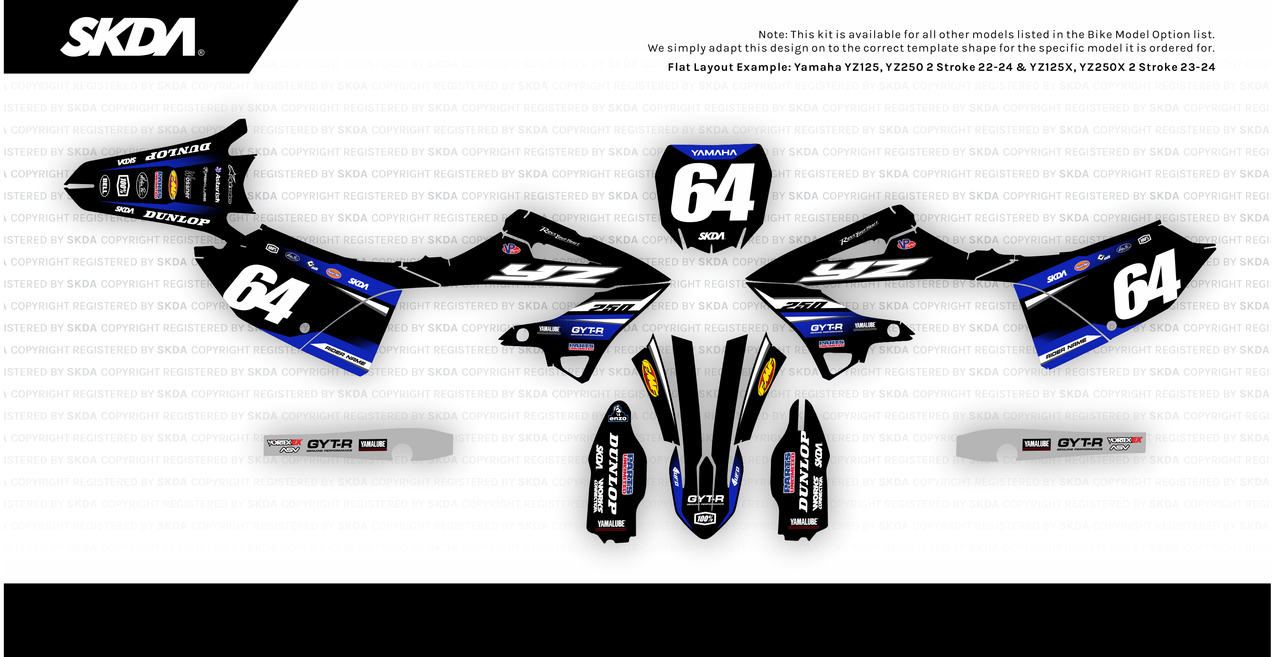 TWENTYFIVE Black YZ Full Graphics Kit - SKDA - AU Store