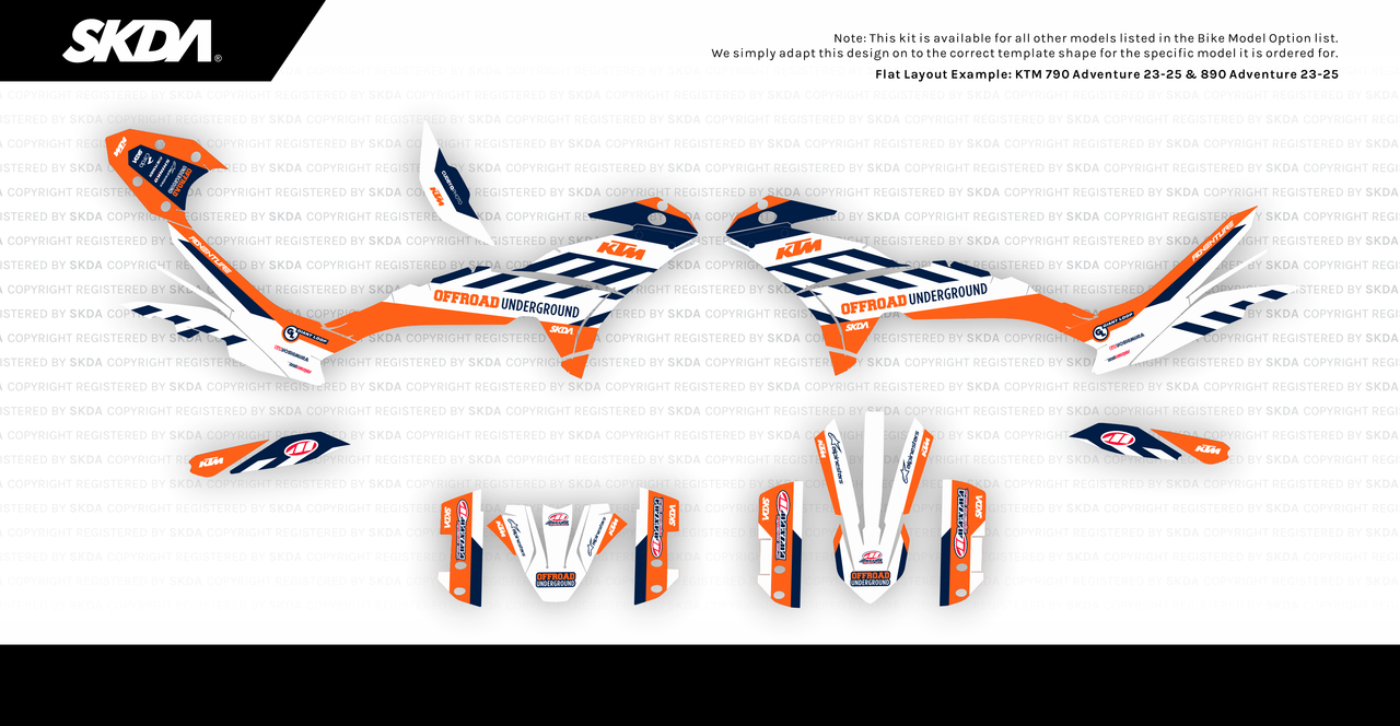 OFFROAD UNDERGROUND V3 White 790/890 ADV Full Graphics Kit - SKDA - AU ...
