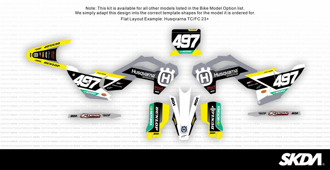STEALTH Ylw/Grey Husqvarna Full Graphics Kit - SKDA - AU Store