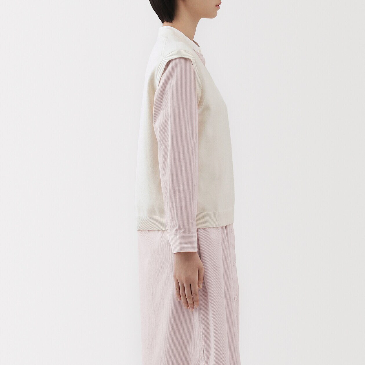 Women's Milano Rib V Neck Knitted Vest | MUJI