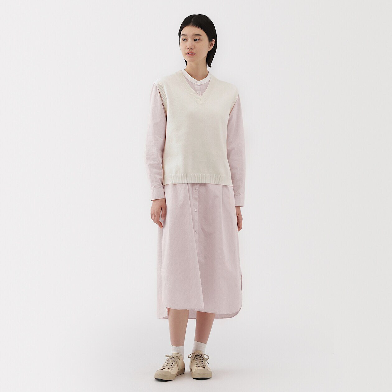 Women's Milano Rib V Neck Knitted Vest | MUJI