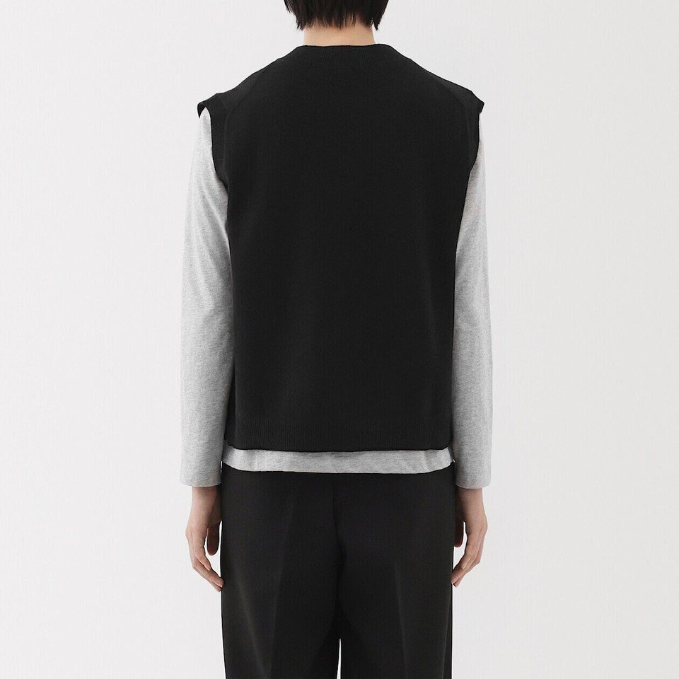 Women's Milano Rib V Neck Knitted Vest | MUJI