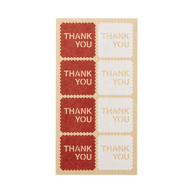 Kraft Thank You Stickers - Square, Pack of 16 | MUJI