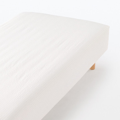 Cotton Seersucker Fitted Sheet‐ 100x200cm | MUJI