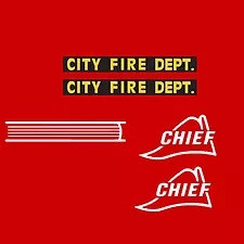 Decal Set - Steelcraft Chrysler - Buick Fire Chief 1941 - PedalCar.com