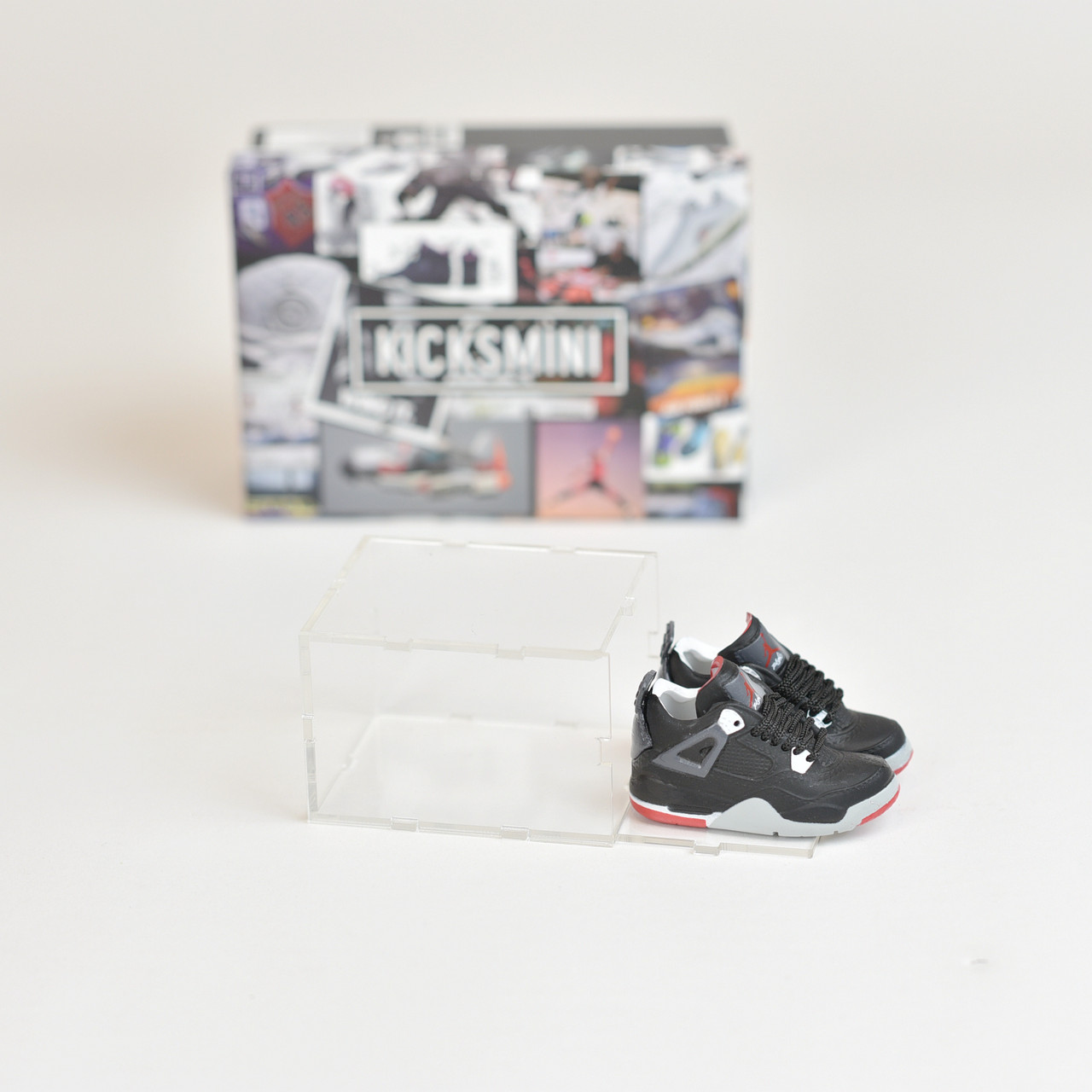 AJ4 Bred | 3D Mini Sneakers with Display Case | Perfect for 17cm Labubu ...