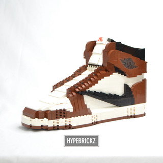 Extra Large AJ1 Travis Scott LEGO/Bricks/Block 3D Sneakers with Shoelaces