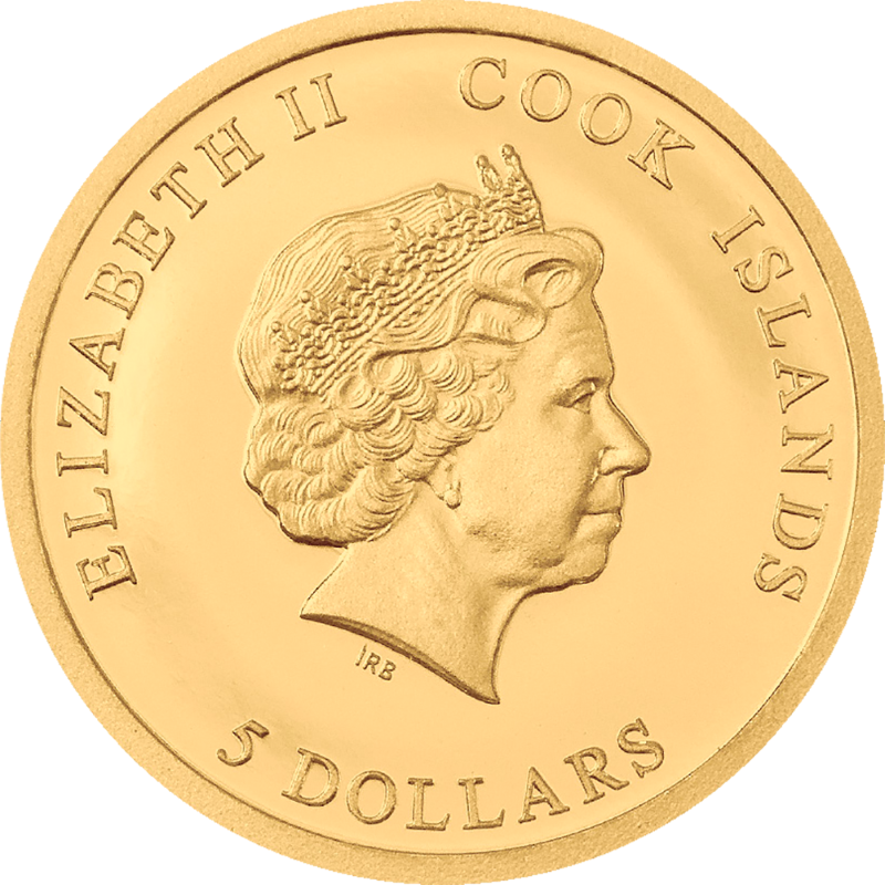 IN MEMORIAM QUEEN ELIZABETH II Gold Coin $5 Cook Islands 2022