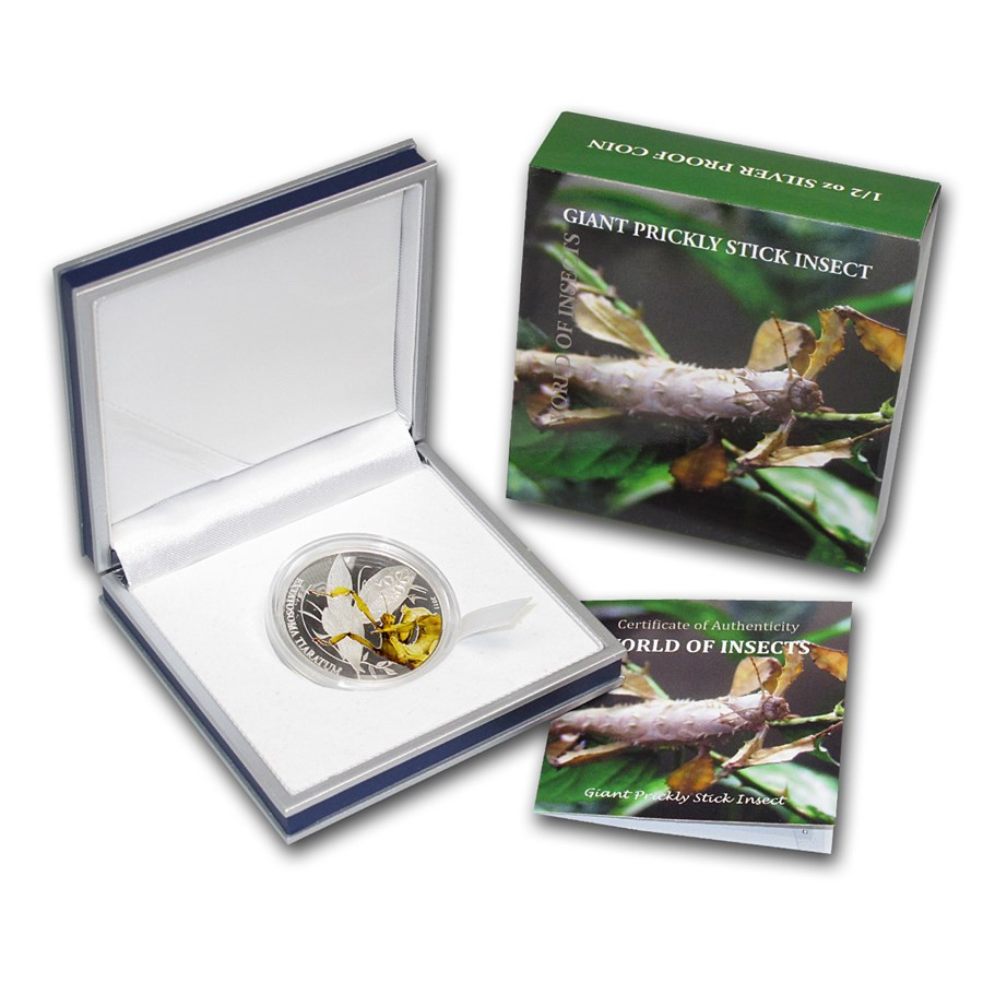 WALKING LEAF World of Insects Silver Proof Coin $2 Palau 2011