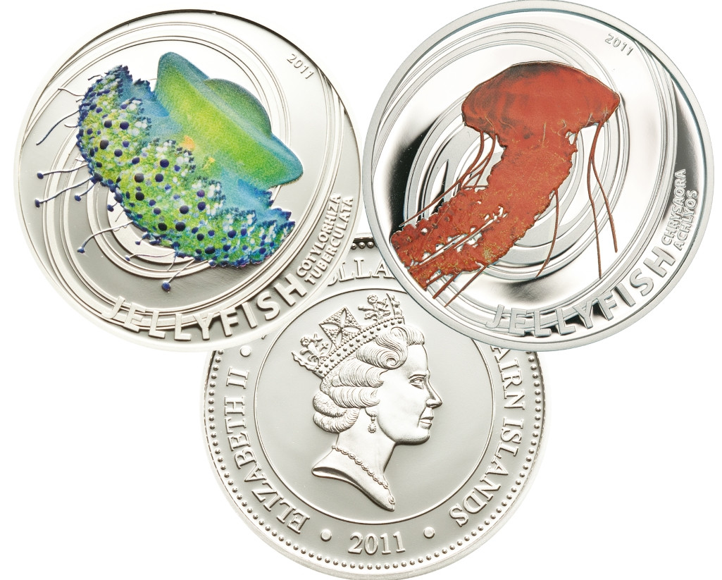 JELLY FISH Silver Proof 2-Coin 2011 Pitcairn Islands