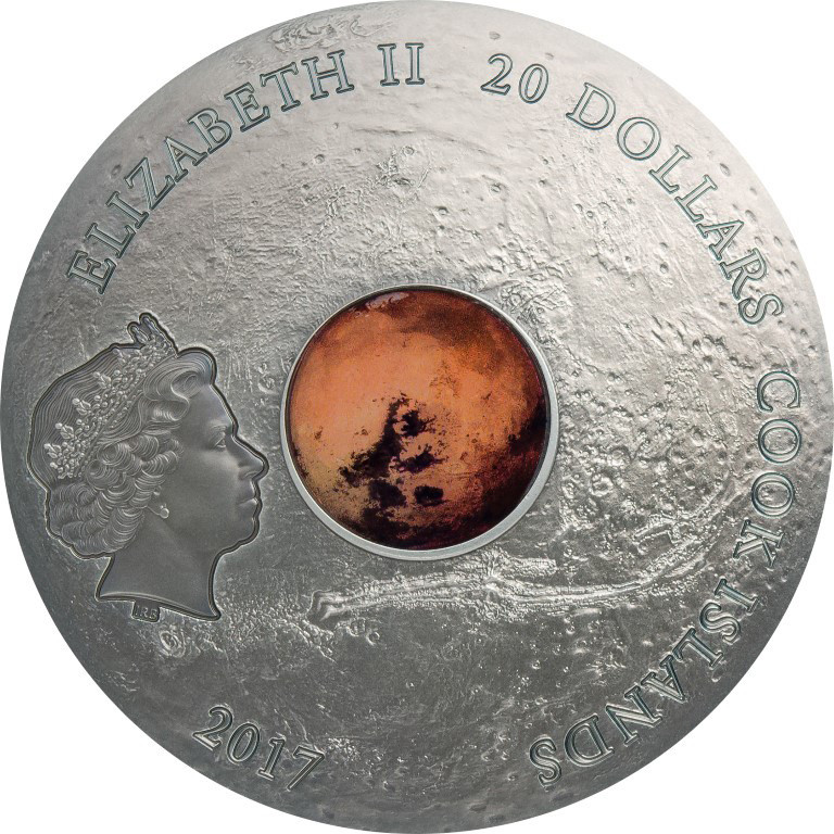 MARS THE RED PLANET Meteorites 3 Oz Silver Coin Cook Islands 2017