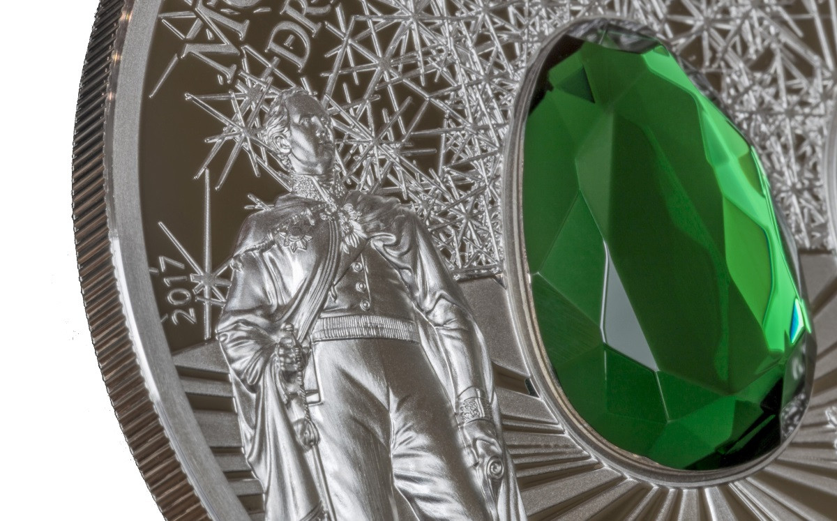 DRESDEN GREEN DIAMOND 2 Oz Silver Coin 10$ Cook Islands 2017