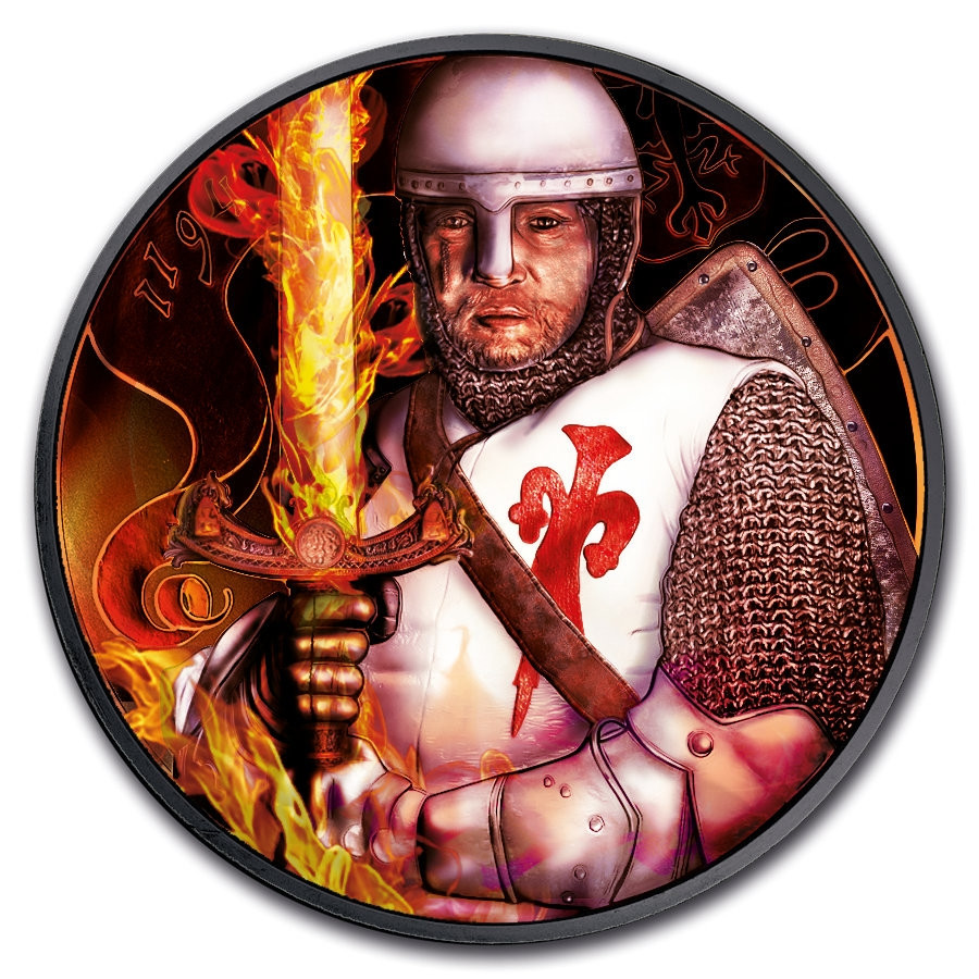 BURNING LEOPOLD V 1 oz Silver Ruthenium- Color coin 2019