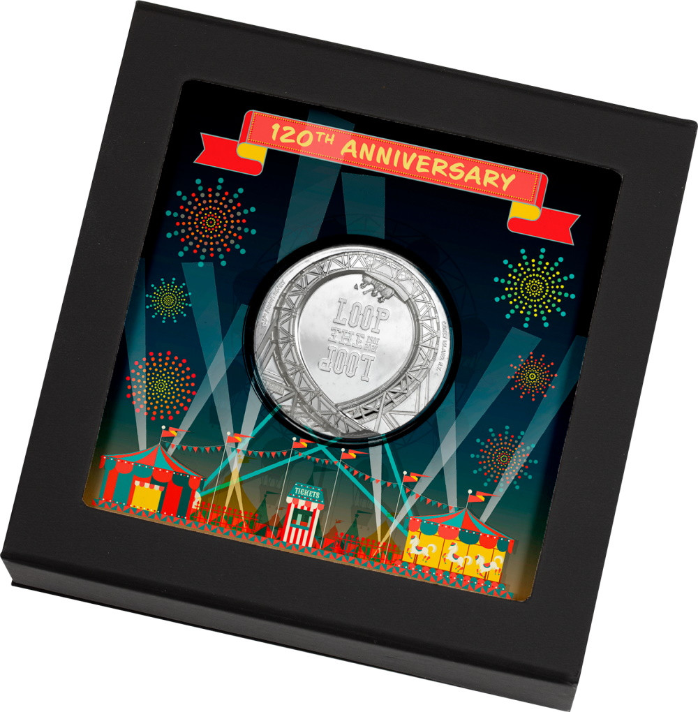 LOOP THE LOOP Roller Coaster 1 oz Silver Coin $5 Cook Islands 2021