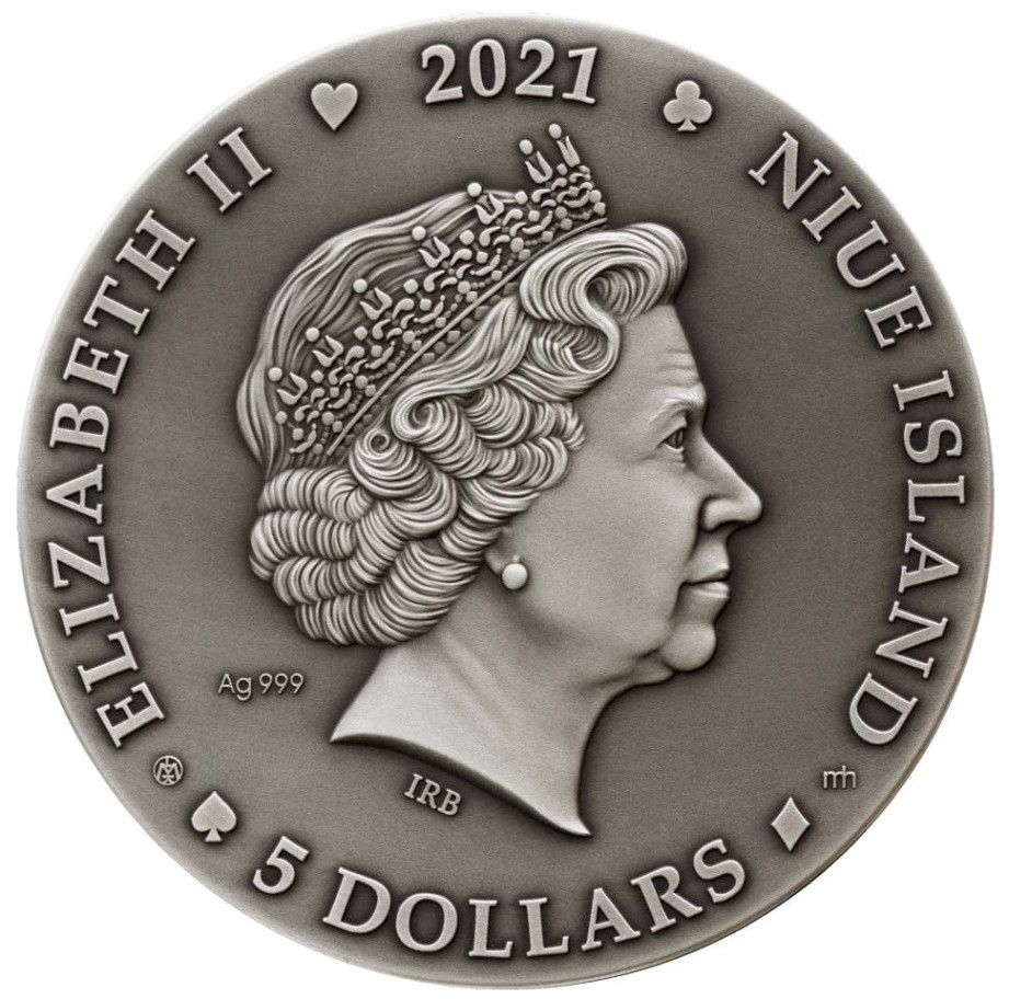 MASK 2 oz Silver High Relief Antique Finish Coin $2 Niue 2021