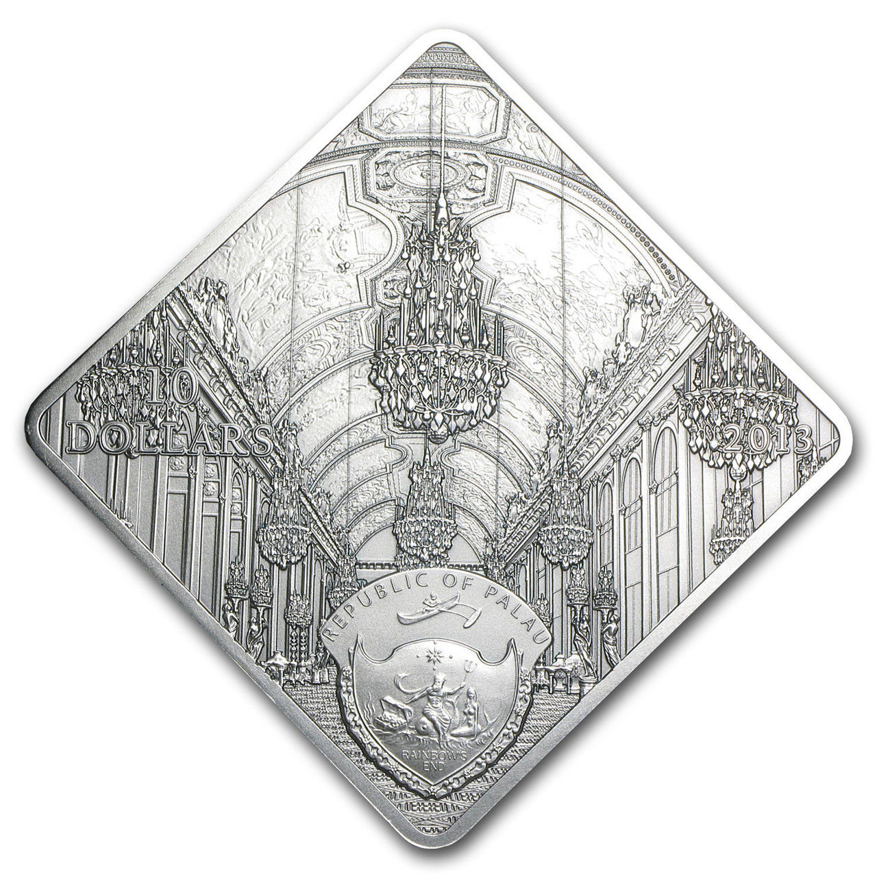 VERSAILLES Hall of Mirrors Silver Proof Coin Palau 2013