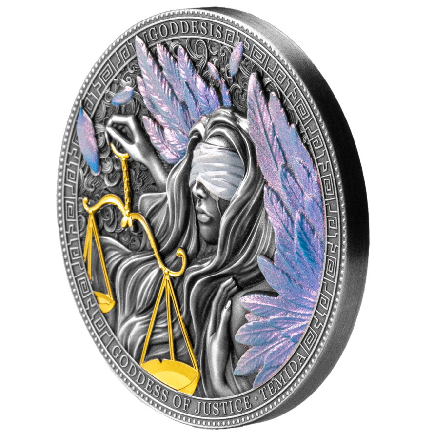THEMIS Goddesis Goddess of Justice 2 Oz Silver Coin 5$ Niue 2022
