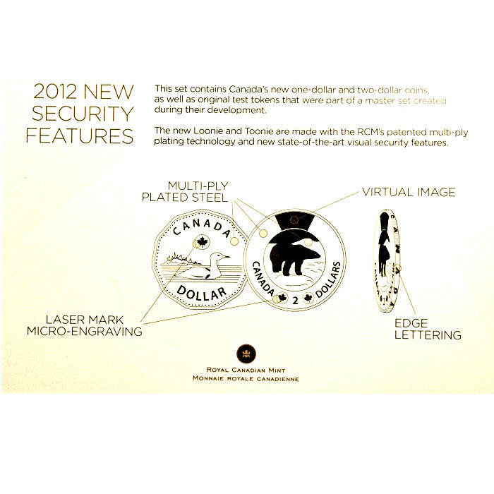 TEST TOKENS & CIRCULATION COINS 2011-2012 3 Loonies & 3 Toonies Canada