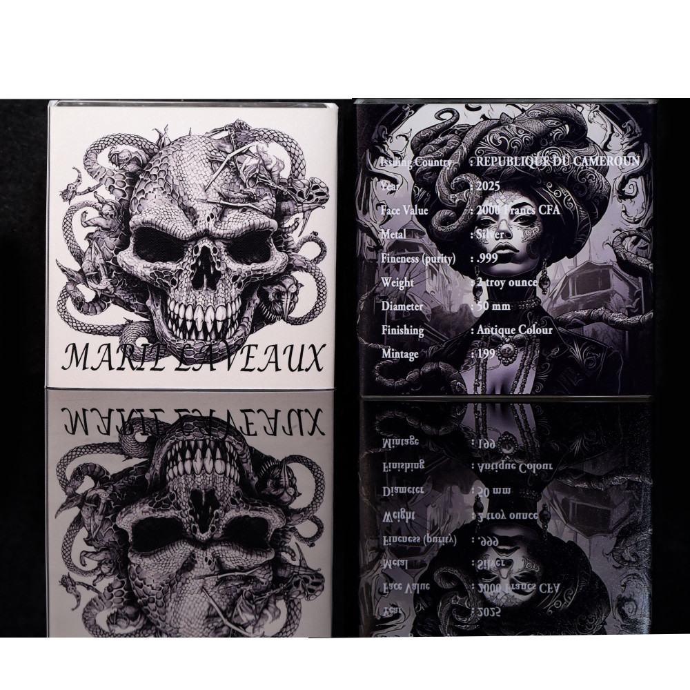 MARIE LAVEAUX Queen of Voodoo UV 2 oz. Silver Coin Cameroon 2025