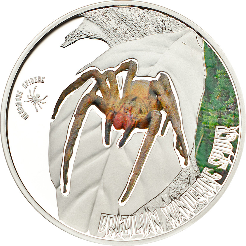 Brazilian Wandering Spider $5 Cook Island Silver Coin 2011