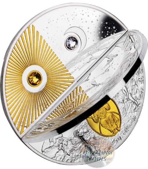 GOLDEN DIAMOND GLOBE Rome Italy 2 Oz Silver Coin 2$ Niue 2017