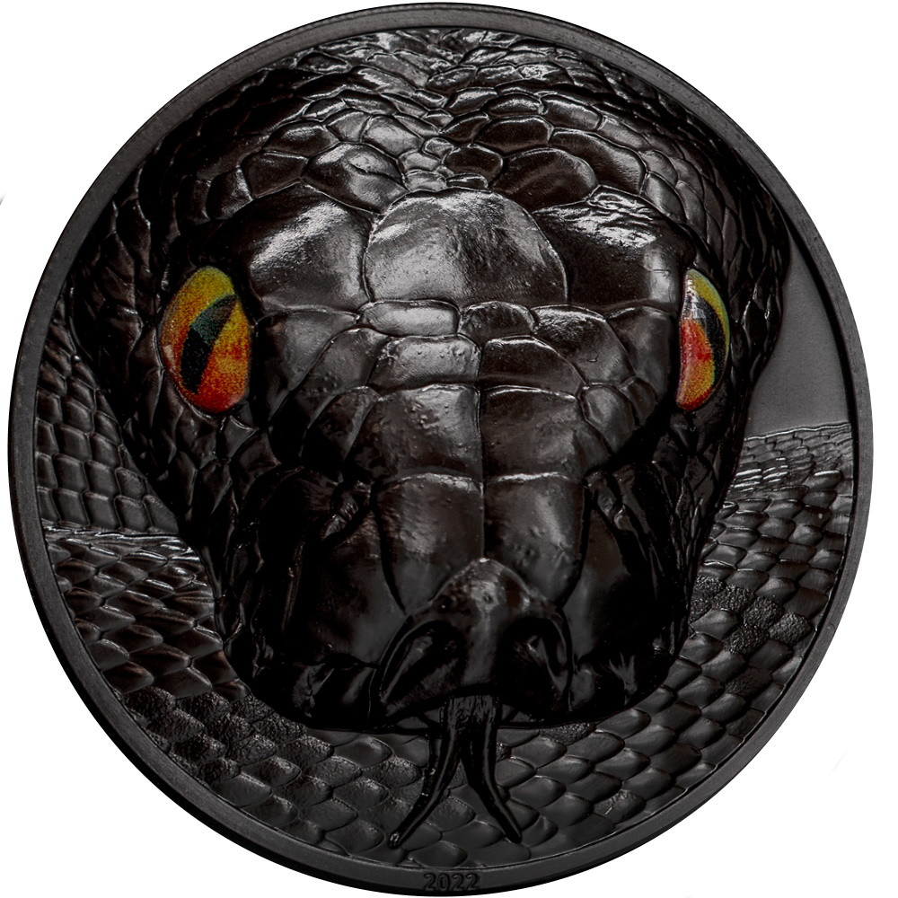 CAIMAN Hunters by Night 2 oz Obsidian Black Silver Coin Palau 2023