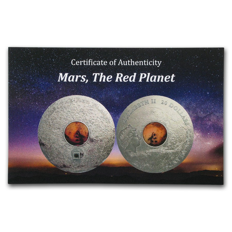MARS THE RED PLANET Meteorites 3 Oz Silver Coin Cook Islands 2017