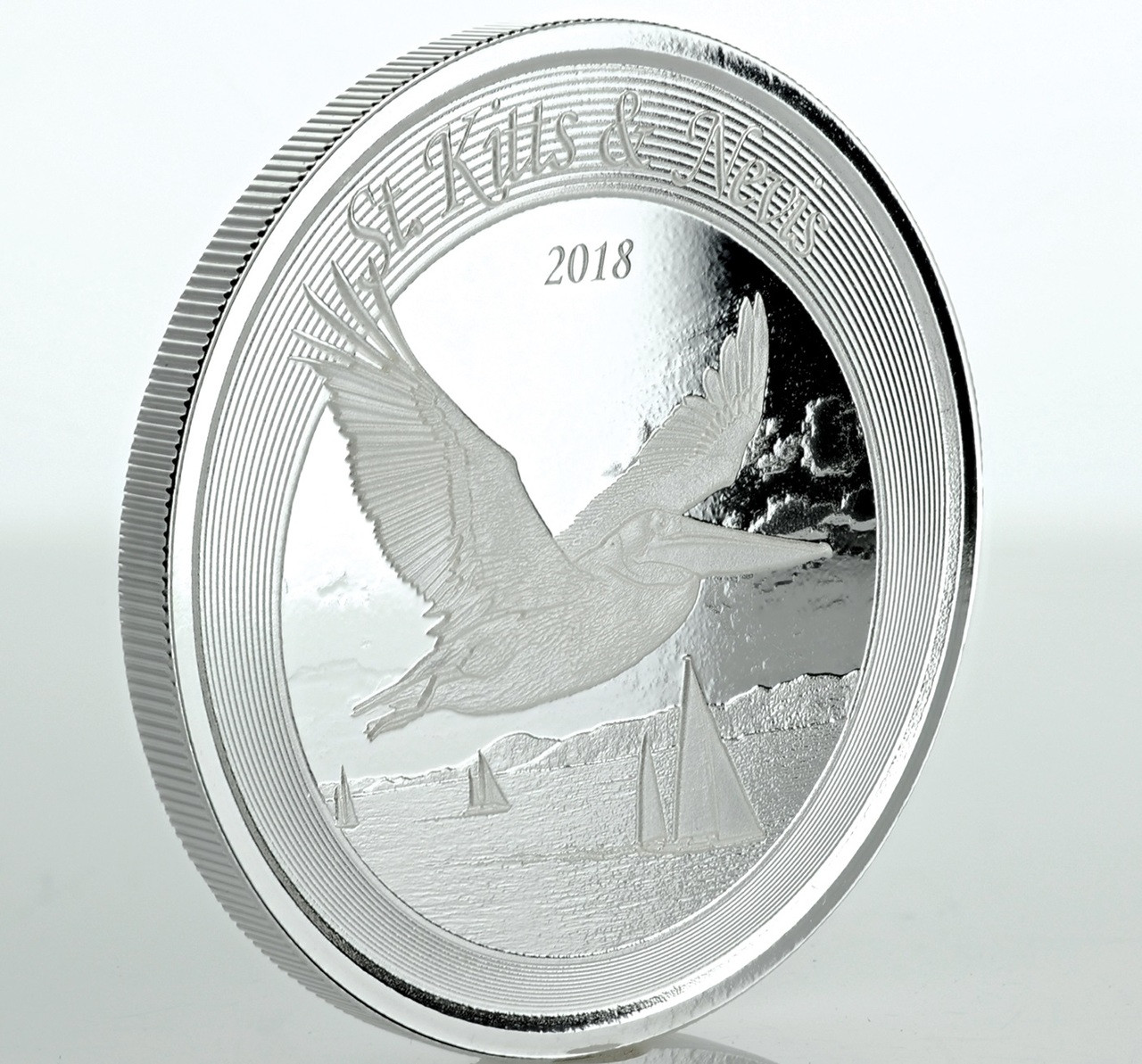 Brown Pelican 1 oz .999 Silver BU Coin St. Kitts & Nevis 2018