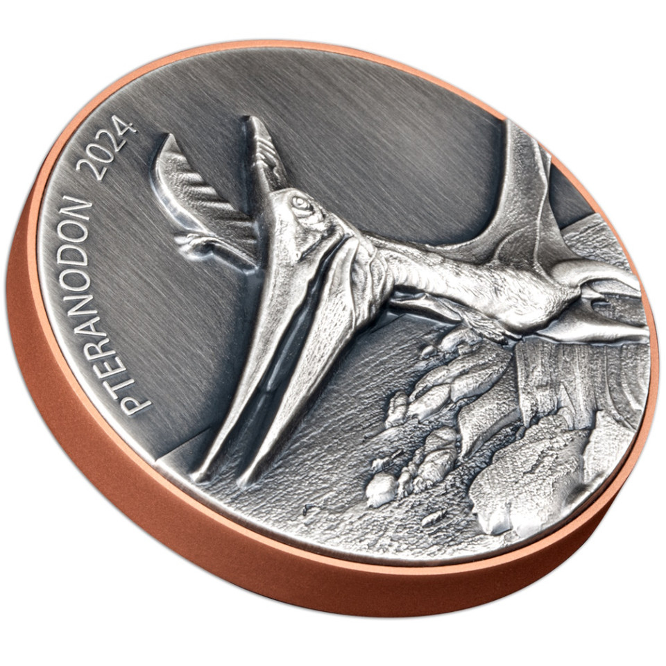 PTERANODON Dinosaurs High Relief Silver & Copper Coin Vanuatu 2023