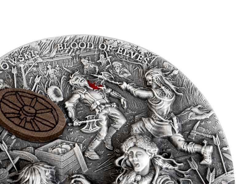 BLOOD OF ELVES The Witcher Wood insert 2 oz. Silver Coin Niue 2021