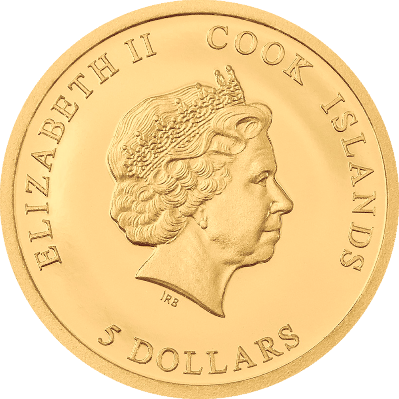 IN MEMORIAM QUEEN ELIZABETH II Gold Coin $5 Cook Islands 2022