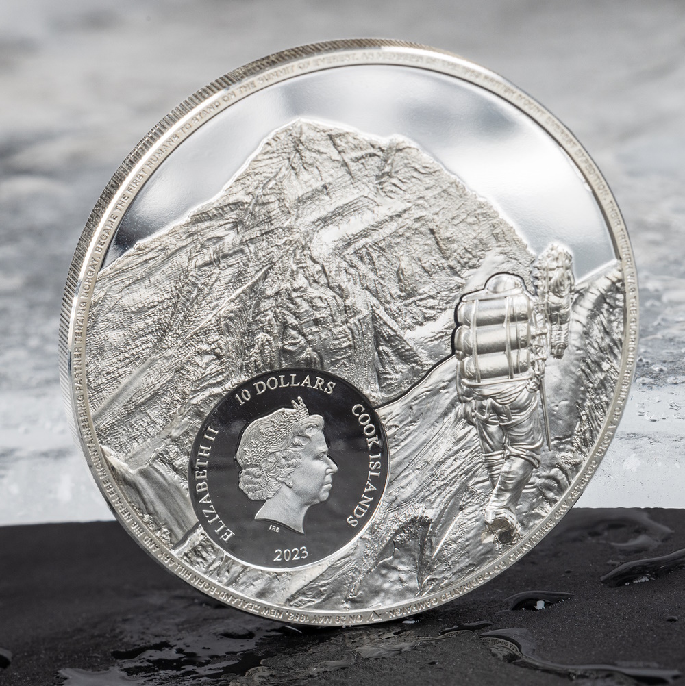 Mt. EVEREST – First ascent 2 oz. Silver Coin $10 Cook Islands 2023