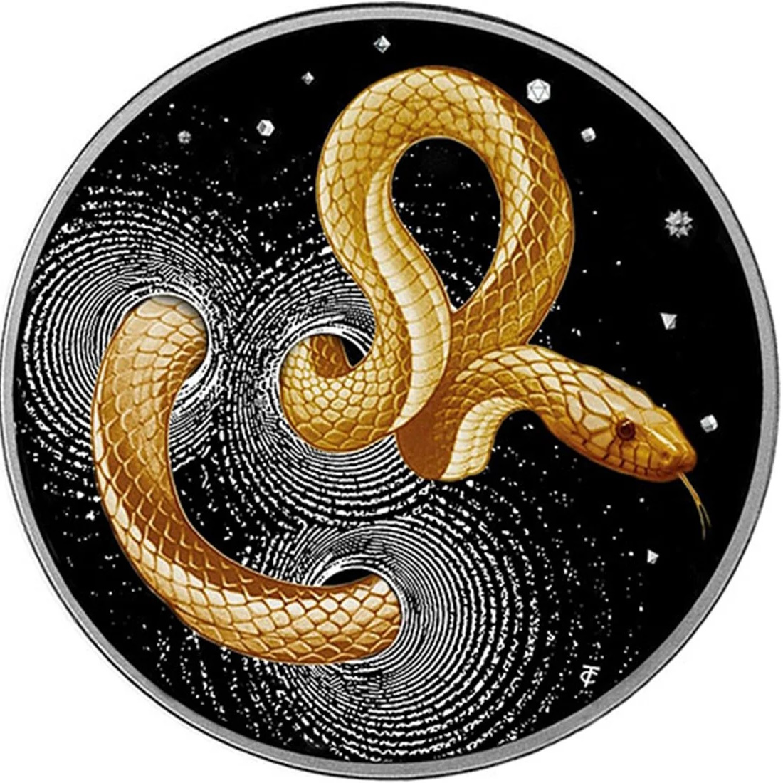 SNAKE Herpeton 1 oz Dark Proof Gilded Coin Cameroon 2024