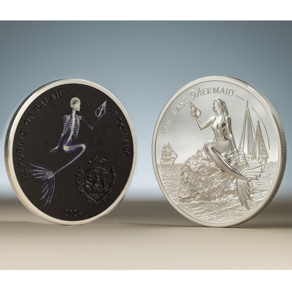 THE LAST MERMAID X-Rays 1 oz. Silver Coin $5 Cook Islands 2024