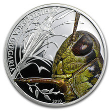 GRASSHOPPER World of Insects Silver Proof Coin $2 Palau 2010