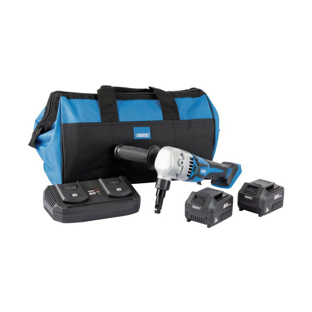 Draper PTKD20K9 20V Brushless Nibbler Kit With 2 x 3Ah Batteries, 1 x ...