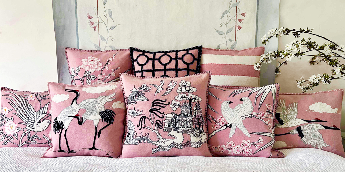 Jan Constantine | Hand Embroidered Textiles | Hand embroidered Cushions ...